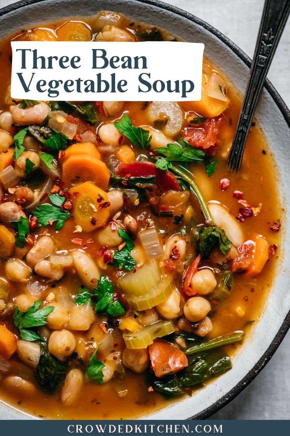 Three Bean Vegetable Soup (Vegan) | Crowded Kitchen