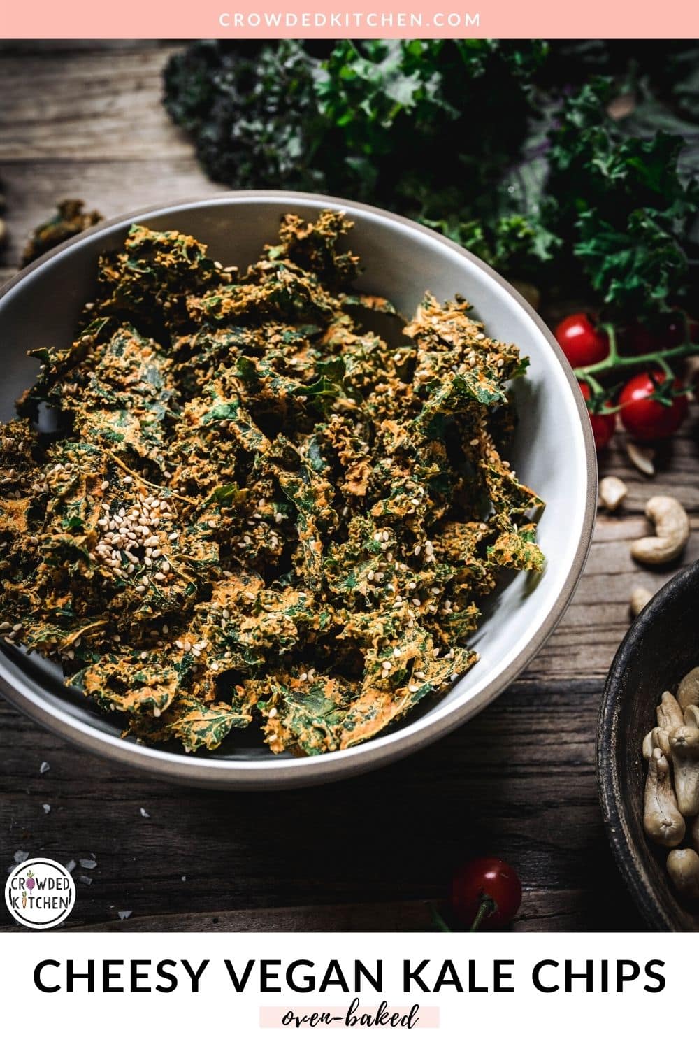 Easy Cheesy Vegan Kale Chips - Crowded Kitchen
