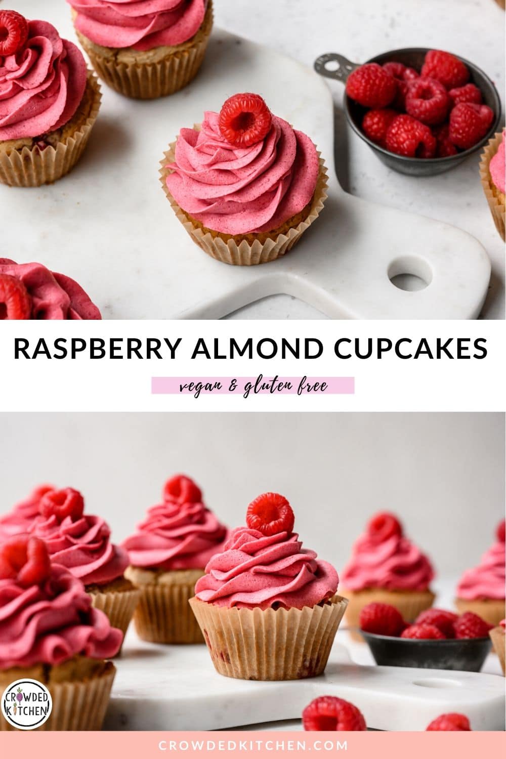 Raspberry Almond Cupcakes (Vegan + Gluten Free) | Crowded Kitchen