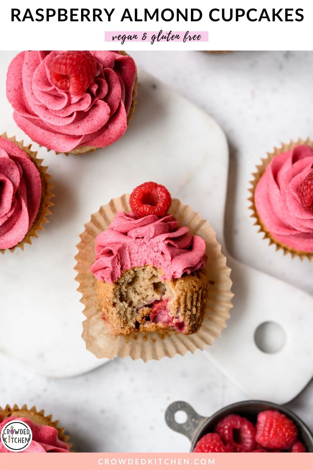 Raspberry Almond Cupcakes (Vegan + Gluten Free) | Crowded Kitchen