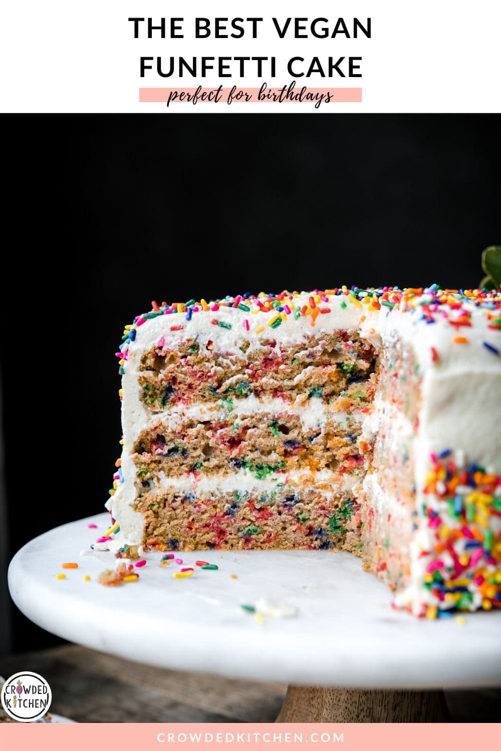 Vegan Funfetti Cake with Vanilla Frosting (Gluten Free) - Crowded Kitchen