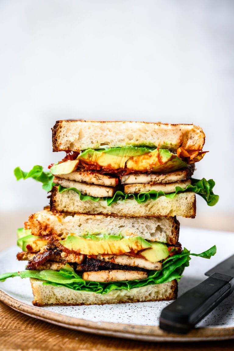 Vegan BLT with Tofu Bacon and Avocado - Crowded Kitchen