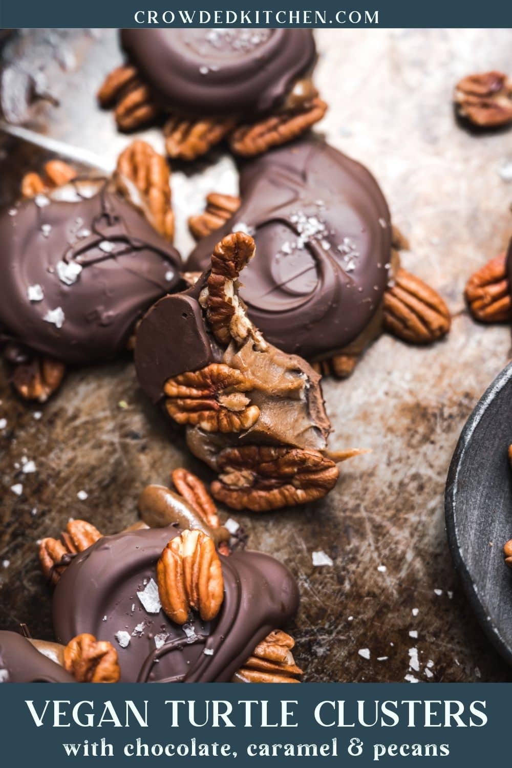 Vegan Chocolate Pecan Caramel Turtles - Crowded Kitchen