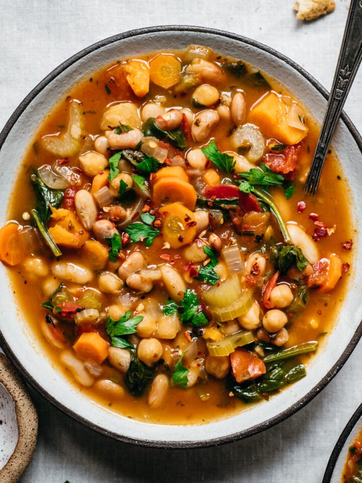 Three Bean Vegetable Soup (Vegan) | Crowded Kitchen