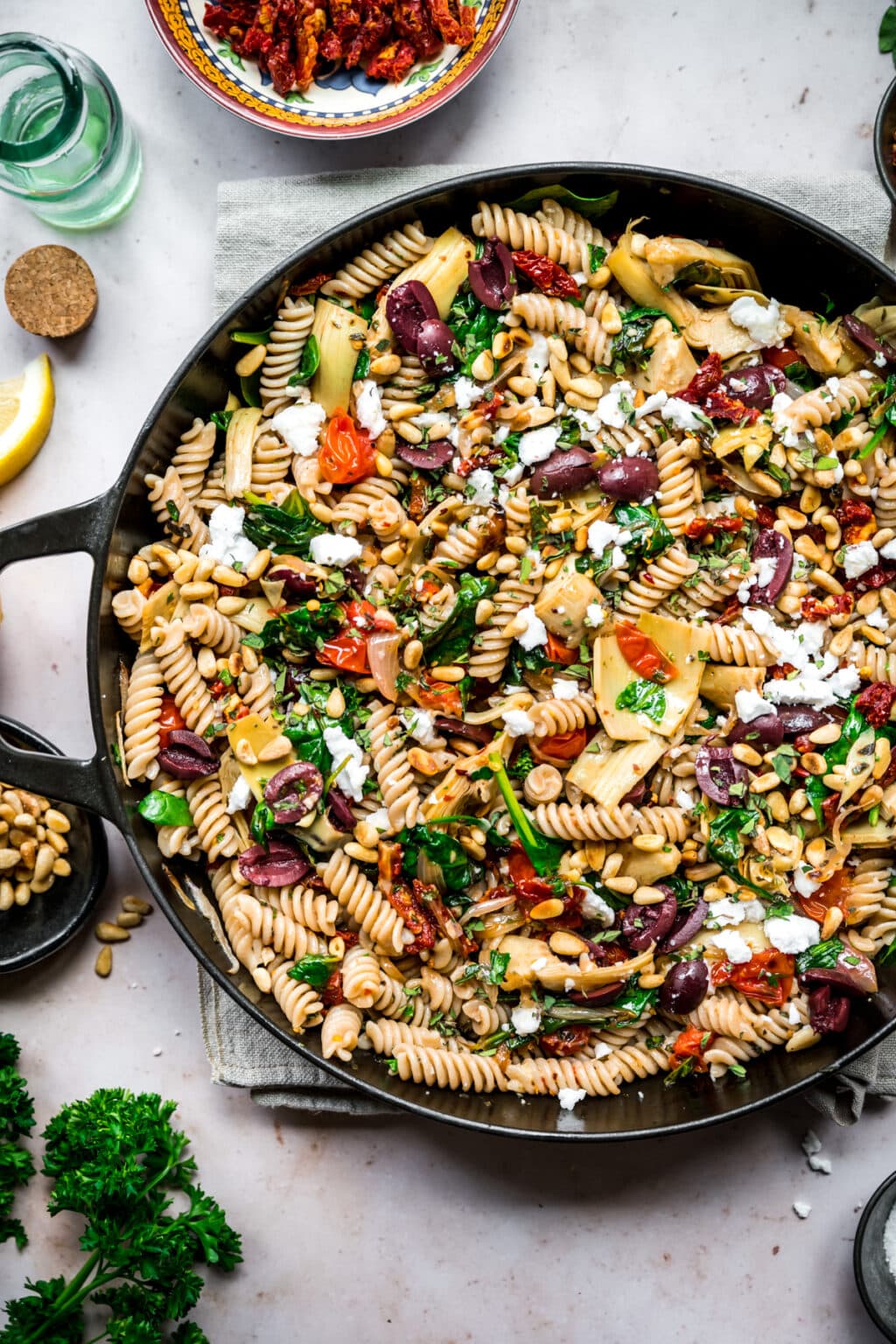 Greek Pasta (30 Minute Vegan Recipe) - Crowded Kitchen