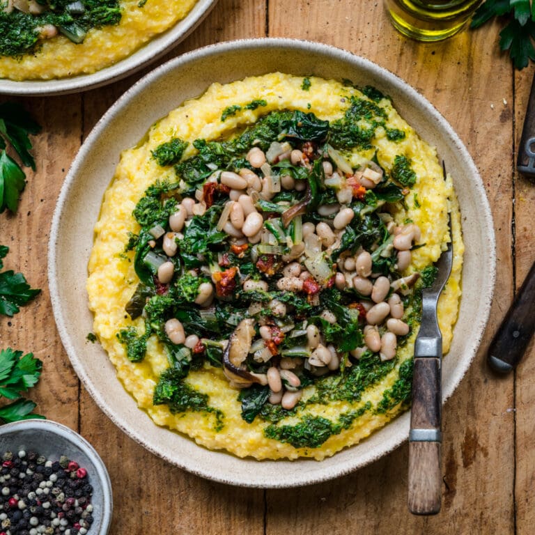 Polenta with Vegetables and White Beans - Crowded Kitchen