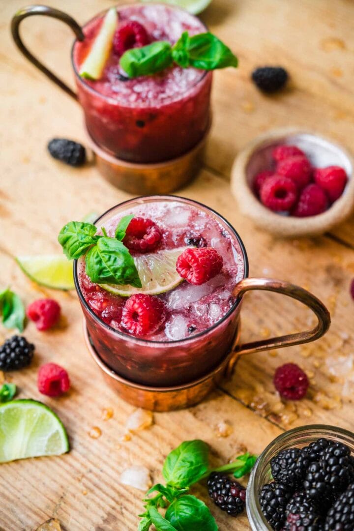 Berry Basil Moscow Mules - Crowded Kitchen