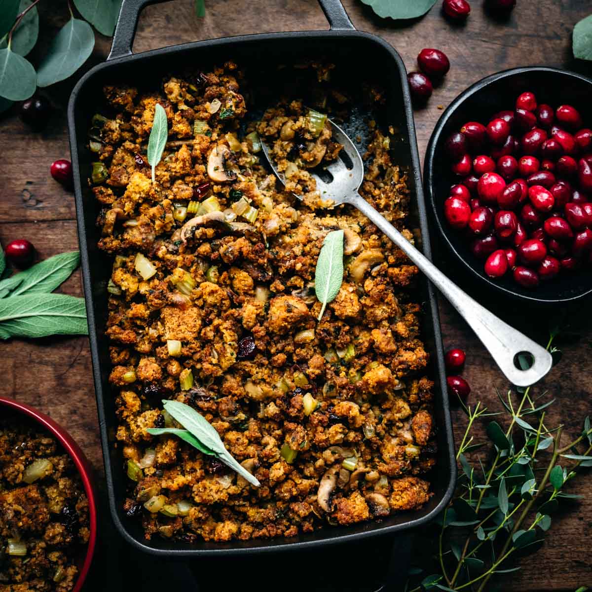 Vegan Cornbread Stuffing (Gluten Free Option) - Crowded Kitchen