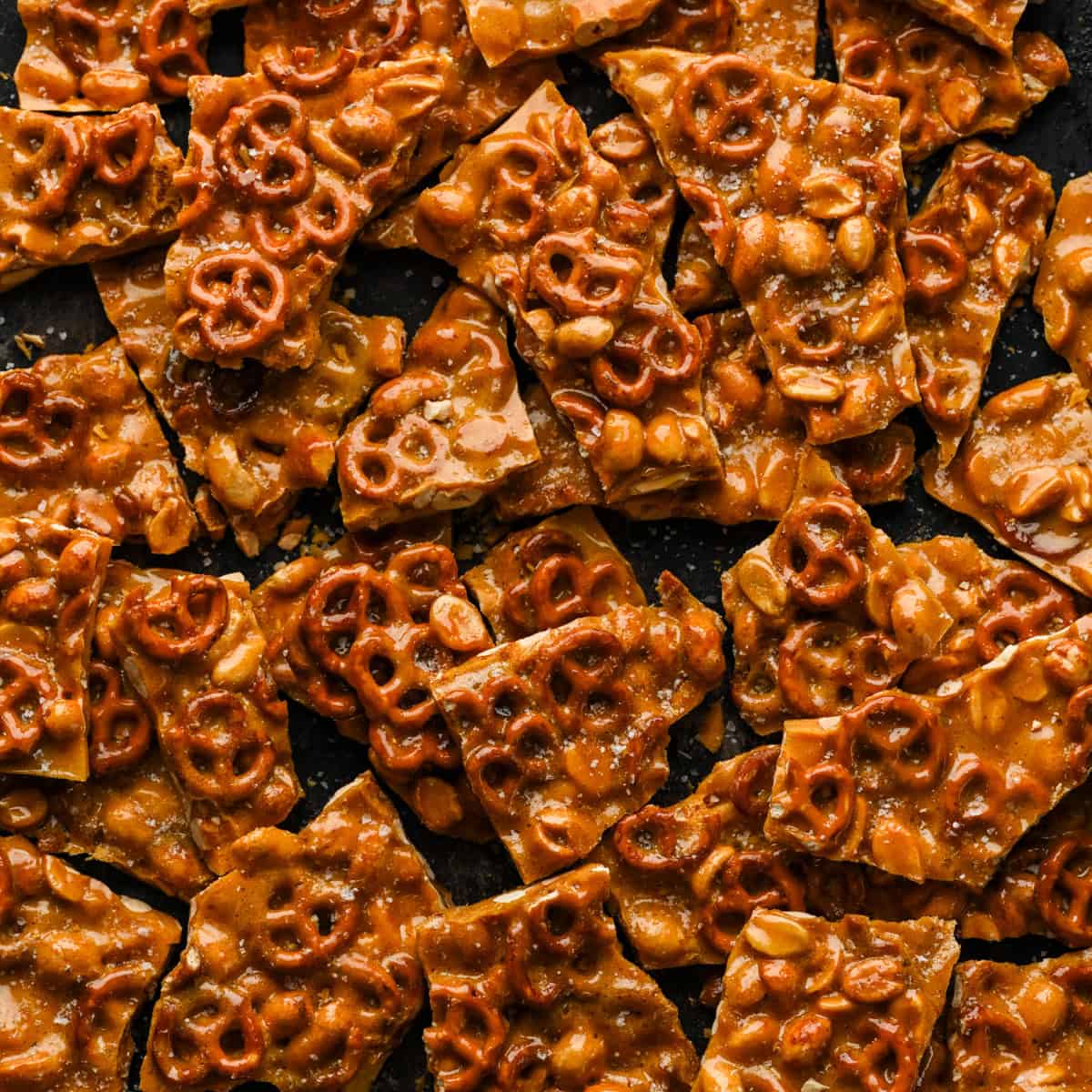 Pretzel Peanut Brittle (no corn syrup) - Crowded Kitchen