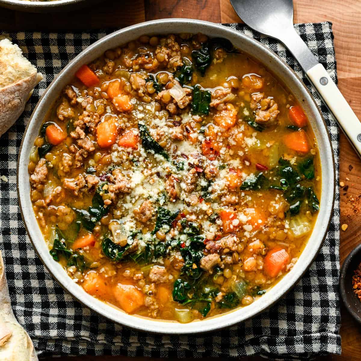 Easy Sausage Lentil Soup With Kale - Crowded Kitchen