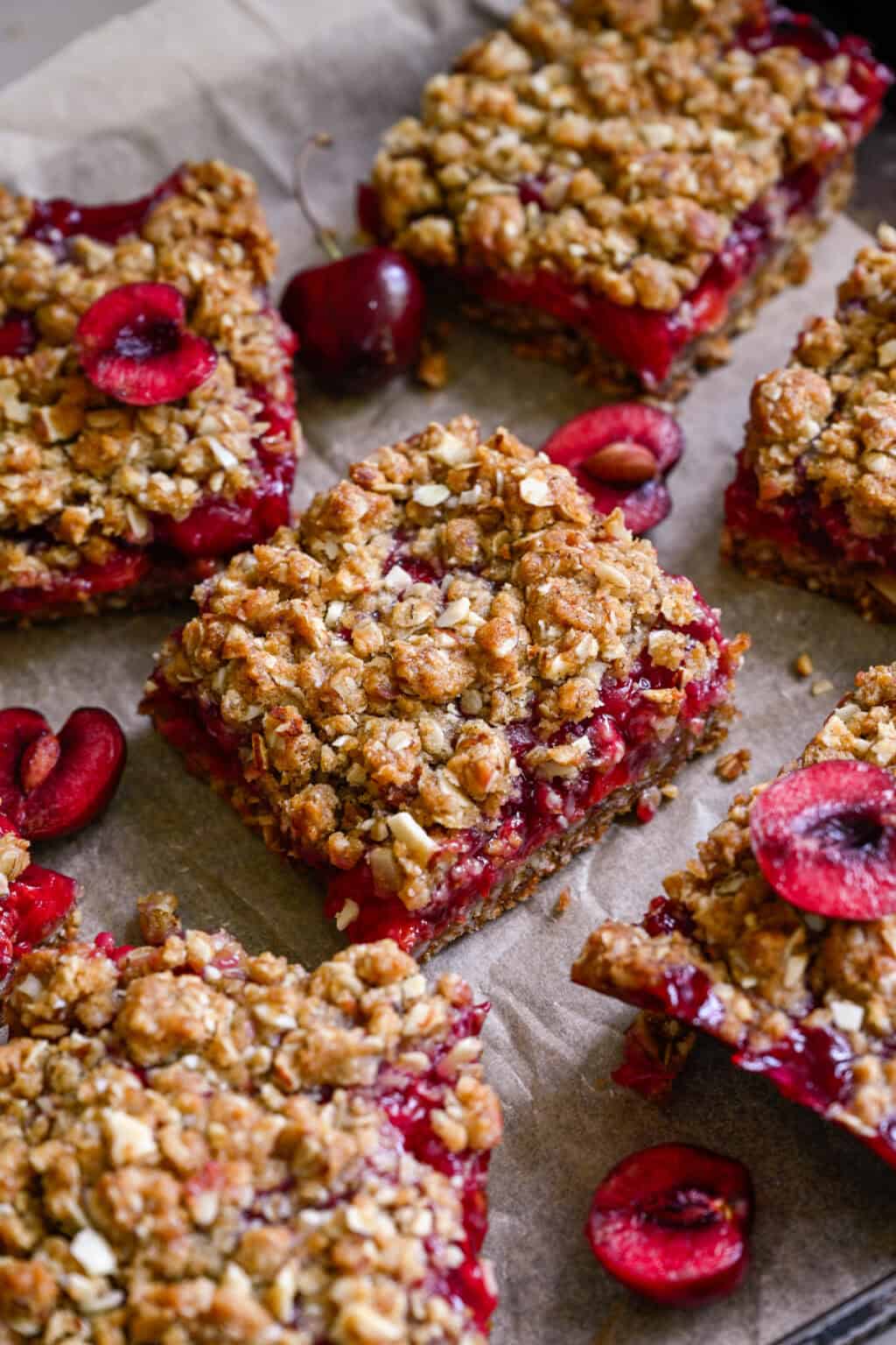 Cherry Pie Bars with Brown Sugar Almond Streusel - Crowded Kitchen